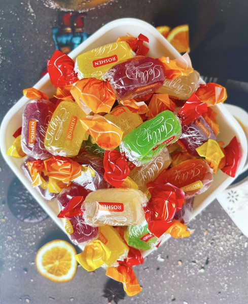 Конфеты желейные "Джелли" Jelly неглазированные Roshen 1кг. 6 фруктовых ...