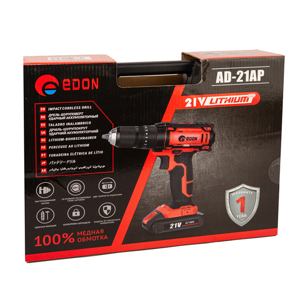 Шуруповерт Edon AD, От аккумулятора, 21 Вт - купить по низкой цене в интернет-магазине OZON ...