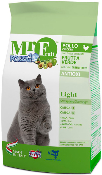 Корм Forza10 Mr.Fruit Light Verde для кошек, склонных к полноте, с курицей и экстрактами зеленых ...