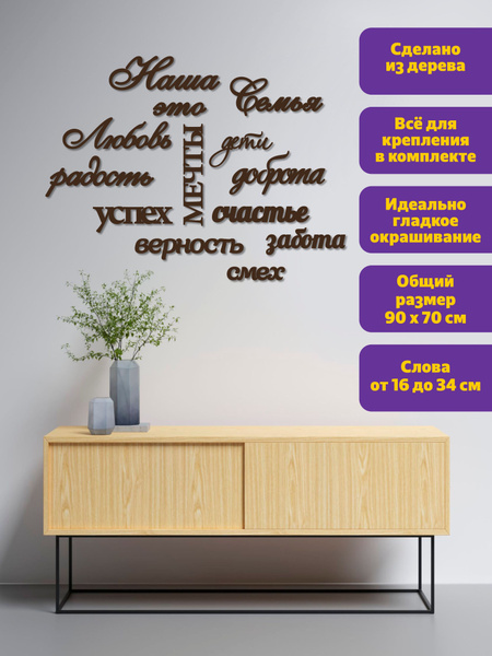 Украшение подвесное интерьерное Деревянная надпись декор на стену Слова из дерева панно на