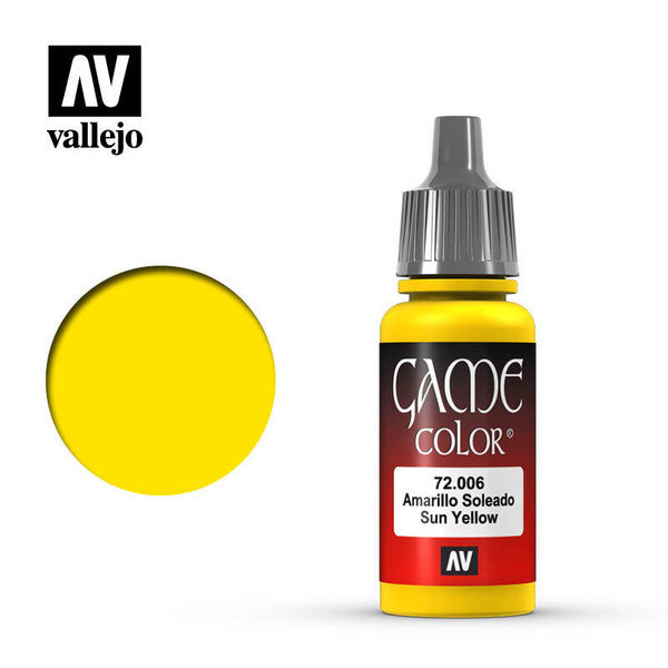 Краска акриловая Vallejo GAME COLOR 006 : 17 ML. SUN YELLOW - купить с ...