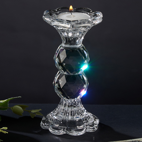 Подсвечник стеклянный прозрачный для свечи 7 7 15 см диаметр свечи 2 см M Yw 62165 купить по