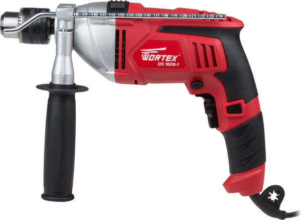 WORTEX Дрель ударная электрическая от сети DS 1609-1, 900 Вт, 2800 об/мин, 44800 уд/мин с ...