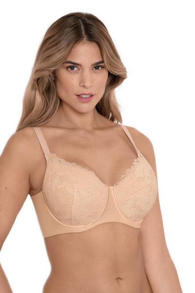 Бюстгальтер Женский Grandissima классическая чашка, размер 85C бежевый Россия Крючки Однотонный ...
