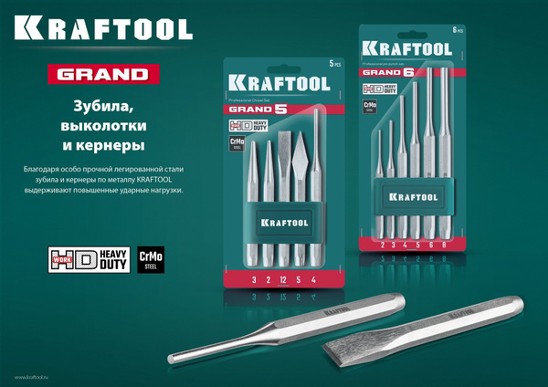 Набор зубил и кернеров KRAFTOOL GRAND-15, 15 предметов - купить с ...