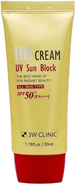 3W Clinic ББ-крем солнцезащитный UV Sun Block BB Cream SPF 50+ PA+++, 50 мл - купить с доставкой ...