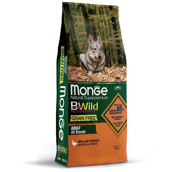 Сухой корм Monge Dog BWild GRAIN FREE, для взрослых собак, беззерновой ...