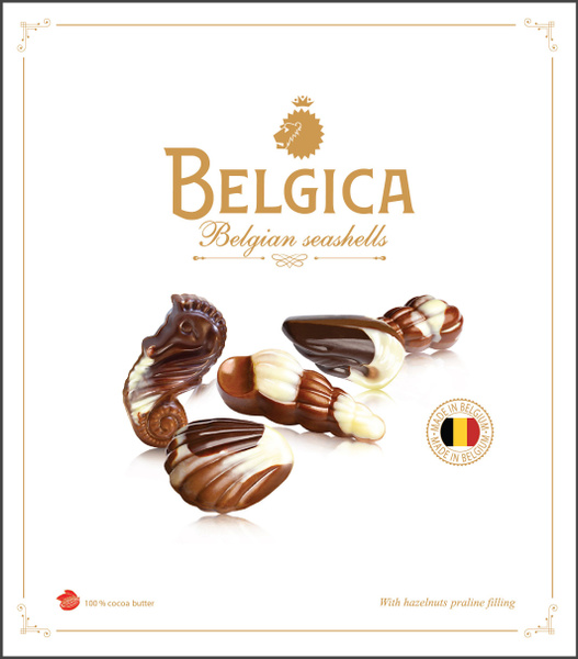 Подарочный набор Belgica Belgian Seashell Шоколадные конфеты-ракушки с начинкой пралине, 190г ...
