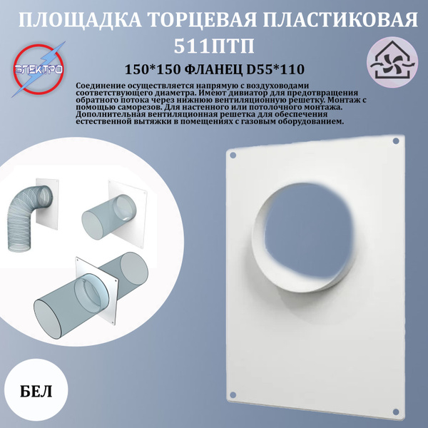 Площадка торцевая пластиковая 150х150 фланец 55х110 - купить по ...