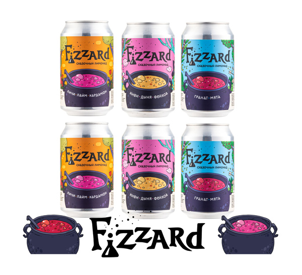 Лимонад Fizzard (Сказочный лимонад), Ассорти 3 вкуса (Личи - Лайм ...