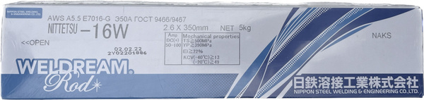 Электроды сварочные NITTETSU-16W 2.6мм 5кг (Аналог LB-52u Kobelco ...