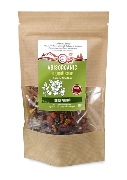 Ягодный взвар, целебный напиток с шиповником ABISORGANIC 100 гр ...