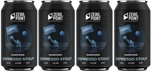 Безалкогольное пиво темное нефильтрованное Zero Point Espresso Stout, 4 ...