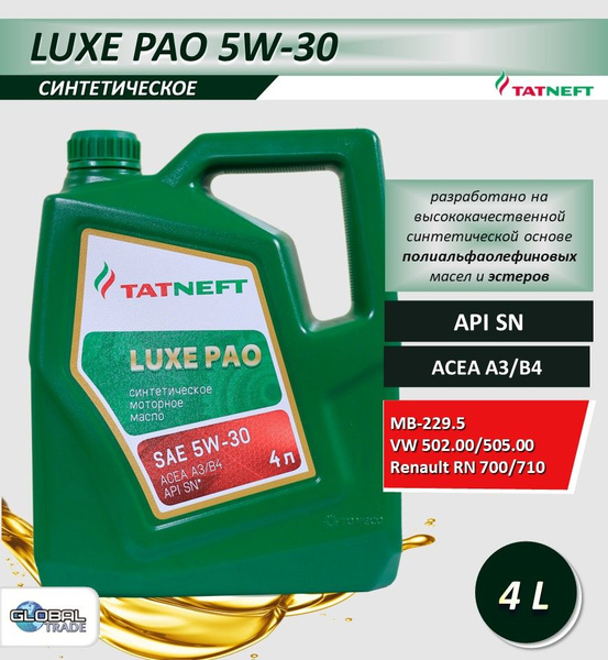 Масло моторное TATNEFT 5W-30 Синтетическое - купить в интернет-магазине ...
