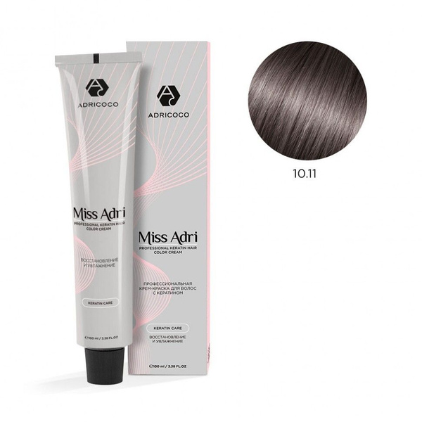 Adricoco Miss Adri Color Cream Крем-краска для волос 10/11 платиновый блонд пепельный ...