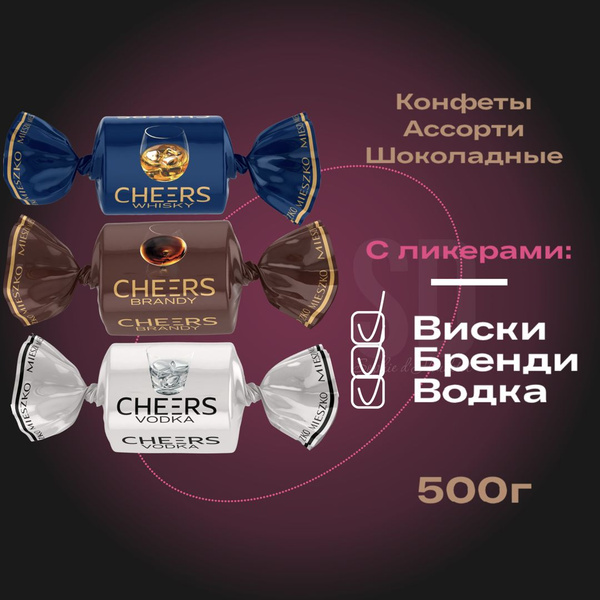 Конфеты ассорти Водка, Бренди, Виски, 500 гр - купить с доставкой по ...