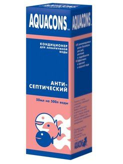 Кондиционер для аквариумной воды Aquacons "Антисептический", 50 мл, для ...