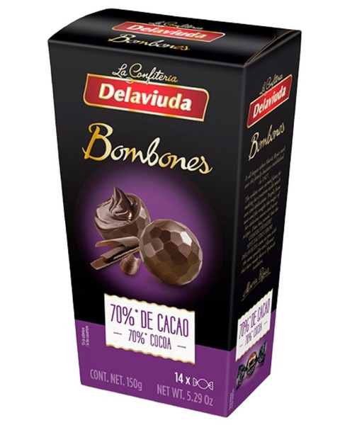 Шоколадные конфеты Delaviuda Bombones 70% какао, 150г - купить с ...