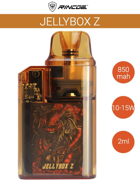 Rincoe Jellybox Z Pod Kit 850mAh, вейп под Джелибокс З AMBER CLEAR, без ...