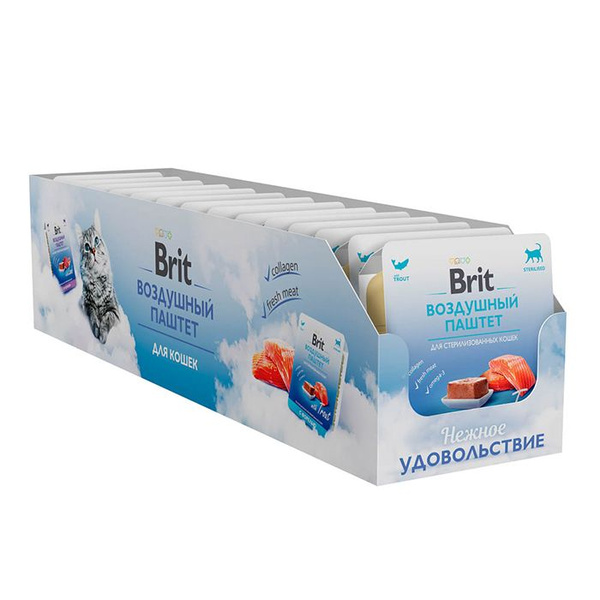 Влажный корм Brit Premium Воздушный паштет с форелью для взрослых ...
