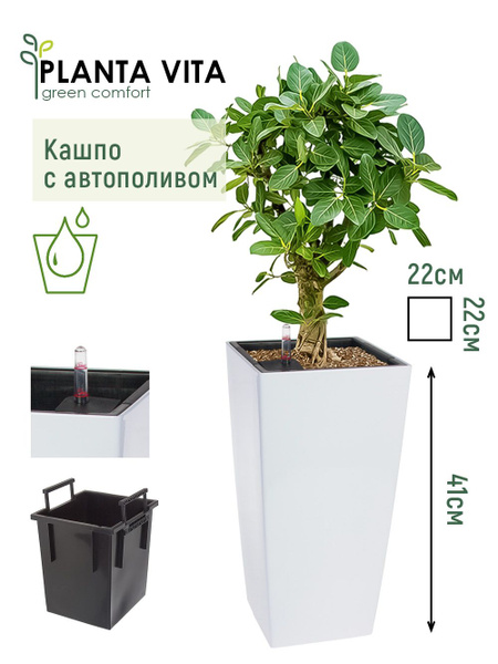 Кашпо для цветов напольное с автополивом пластиковое PLANTA VITA Conic ...