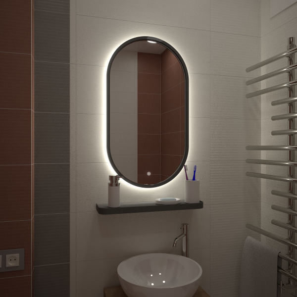 Зеркало для ванной "Зеркало с подсветкой и полкой Image Gray LED 45х80 ...