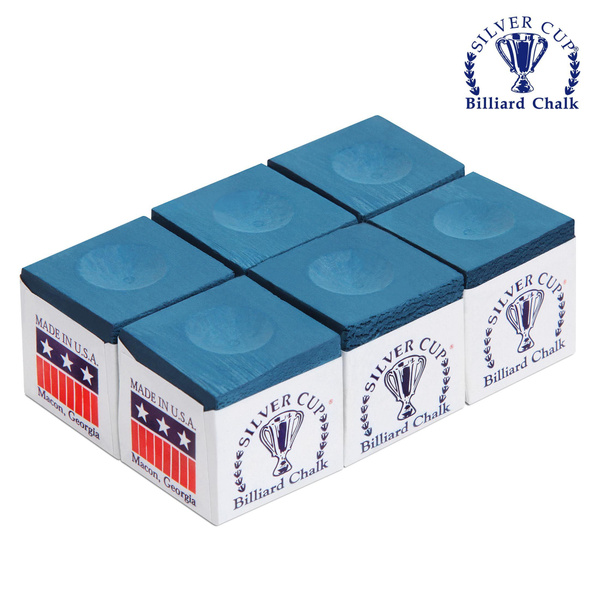 Мел для бильярда Сильвер Кап синий / Silver Cup Blue, 6 шт. - купить с ...
