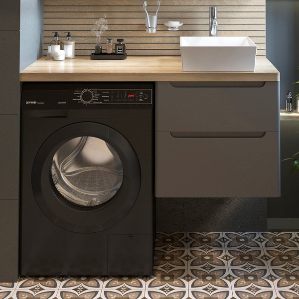 Тумба с раковиной STWORKI Берген 60 подвесная, 122 см, накладная, с ящиками, белая, в ...