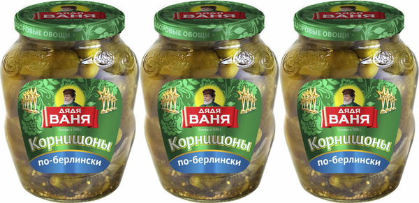 Огурцы Дядя Ваня По-Берлински маринованные, комплект: 3 упаковки по 350 ...