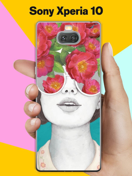 Силиконовый чехол на Sony Xperia 10 Дама в очках / для Сони Иксперия 10 ...