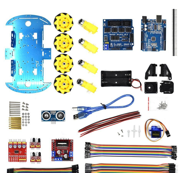 Набор для программирования 4WD с шасcи на Arduino UNO с вездеходными колесами, ультразвуковым ...