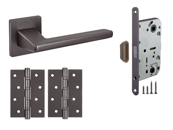 Комплект дверных ручек Fuaro PRIME_SL_GR-23_MAG, графит (ручка + 2 универсальные петли ...