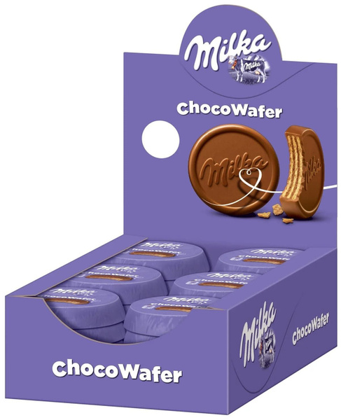 Вафли, "Milka", "Choco Wafer", покрытое молочным шоколадом, с начинкой ...