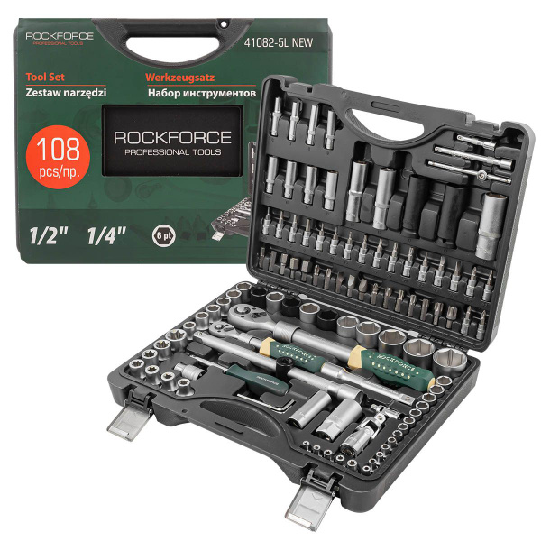 Набор инструмента 108пр.1/4'',1/2''(6гр.) Rock FORCE RF-41082-5L NEW ...
