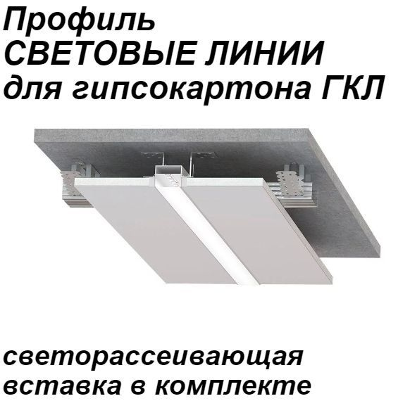 Профиль СВЕТОВЫЕ ЛИНИИ для ГИПСОКАРТОНА ГКЛ. Светорассеивающая вставка ...