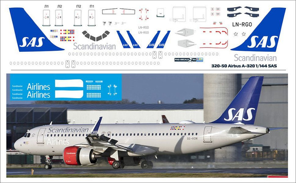 PAS-DECALS Декаль для Airbus A320 NEO SAS, 1/144 - купить с доставкой ...