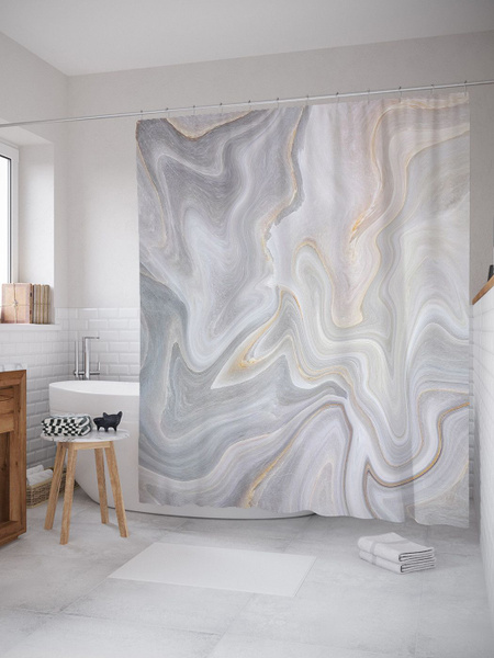 Штора для ванной 200x180 см JoyArty ширма плотные ширина 180 высота 200 для бани санузлов дома ...