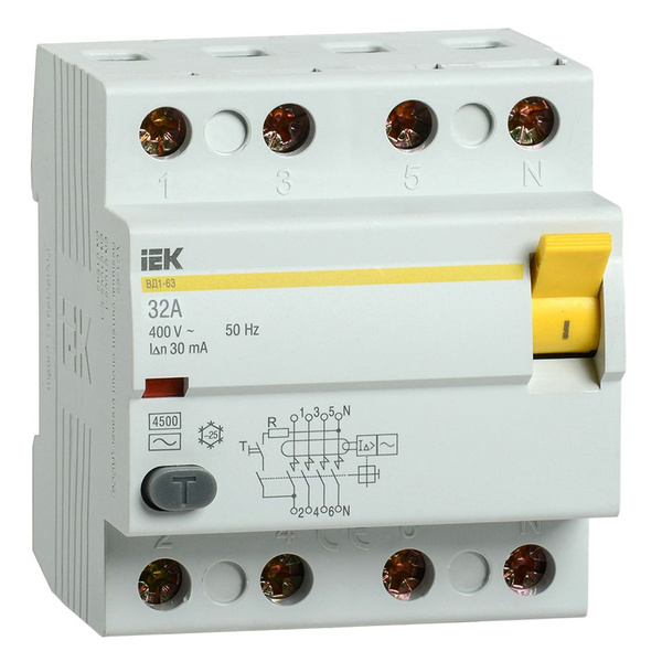 УЗО IEK 4п 30 мА 32 А - купить с доставкой по выгодным ценам в интернет-магазине OZON (1359881472)