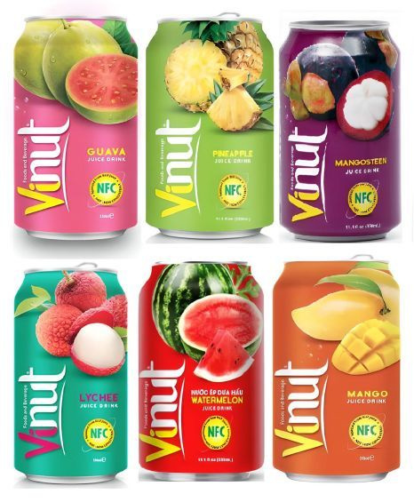 Набор напитков Vinut с соком (Гуава, Ананас, Мангустин, Личи, Арбуз, Манго) 6 шт по 330 мл ...