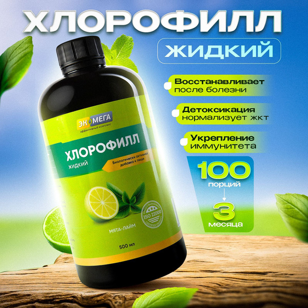 Хлорофилл жидкий пищевой 100 порций, Хлорофилл MonteHealth 500 мл ...