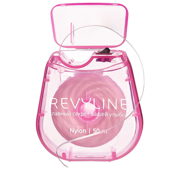 Зубная нить Revyline нейлон, вощеная, Bubble Gum, розовая, 50 м ...