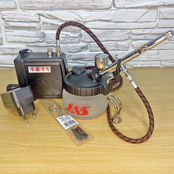 Универсальный набор для аэрографии Jas 1931 с компрессором (полный комплект без необходимости ...