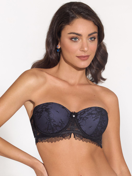 Бюстгальтер Женский Palmetta балконет, размер 80B черный Вечерний/праздничный Россия Крючки ...