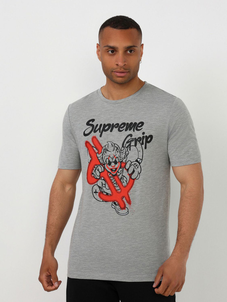 Футболка Supreme Grip, размер 42, цвет серый, 70% хлопок 30% полистер ...