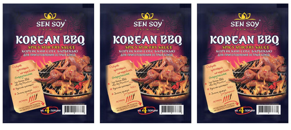 Соус Sen Soy Premium Korean BBQ корейское барбекю, 3 шт по 120 г ...