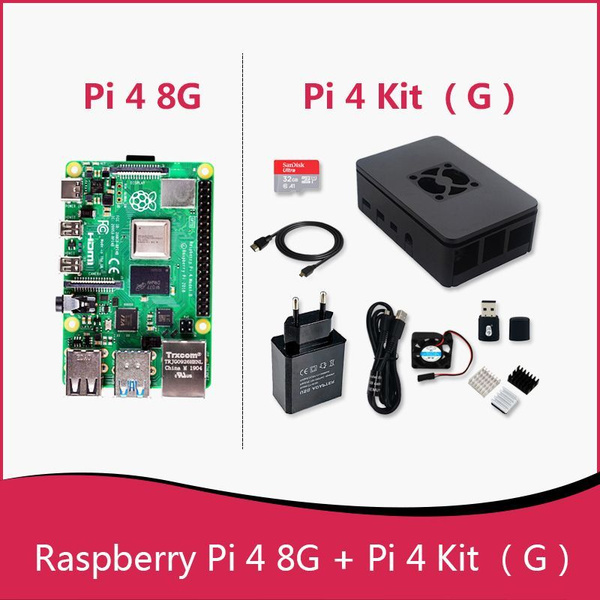 Плата микрокомпьютера Raspberry Pi 树莓派_4b_套装_8 GB - купить по низким ценам в интернет-магазине ...