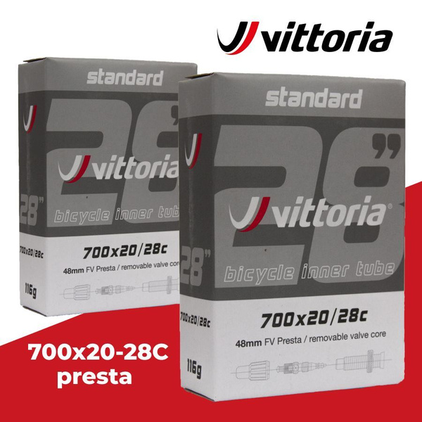 Велокамера Vittoria Road 700x20-28 0.9 мм вело ниппель Presta 48 мм (разборный) комплект 2 шт ...
