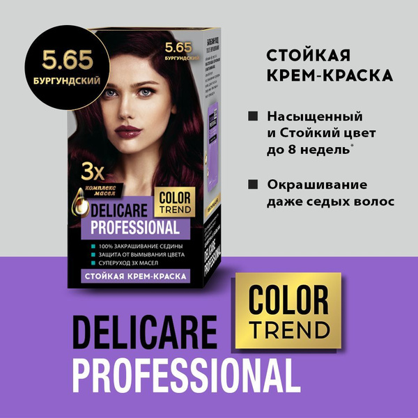 Стойкая крем - краска для волос Delicare Professional Color Trend 5.65 ...