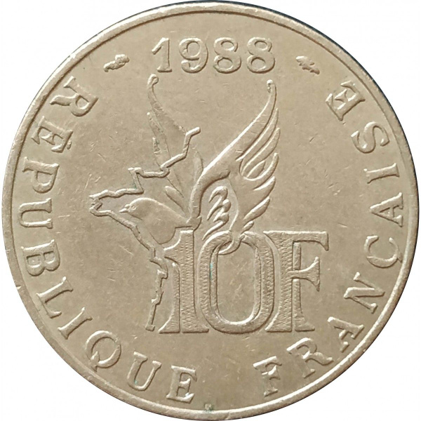 10 франков 1988 100 лет со дня рождения Ролана Гарроса Франция из оборота - купить в интернет ...