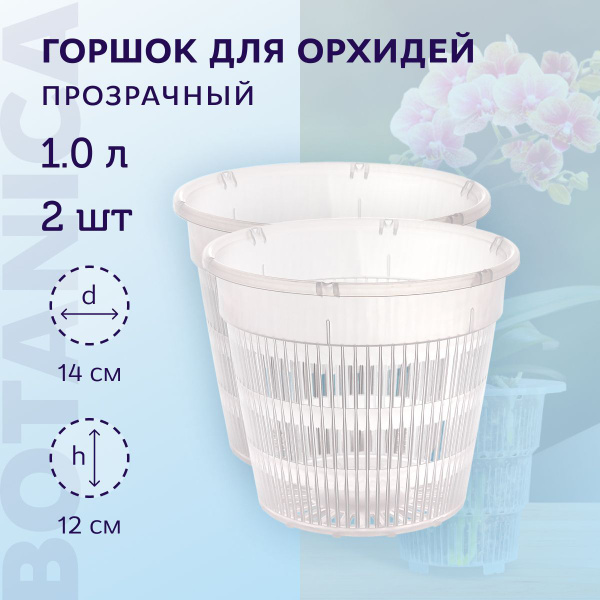 BOTANICA Горшок для цветов, 12 см х 14 см х 14 см, 1 л, 2 шт - купить с ...